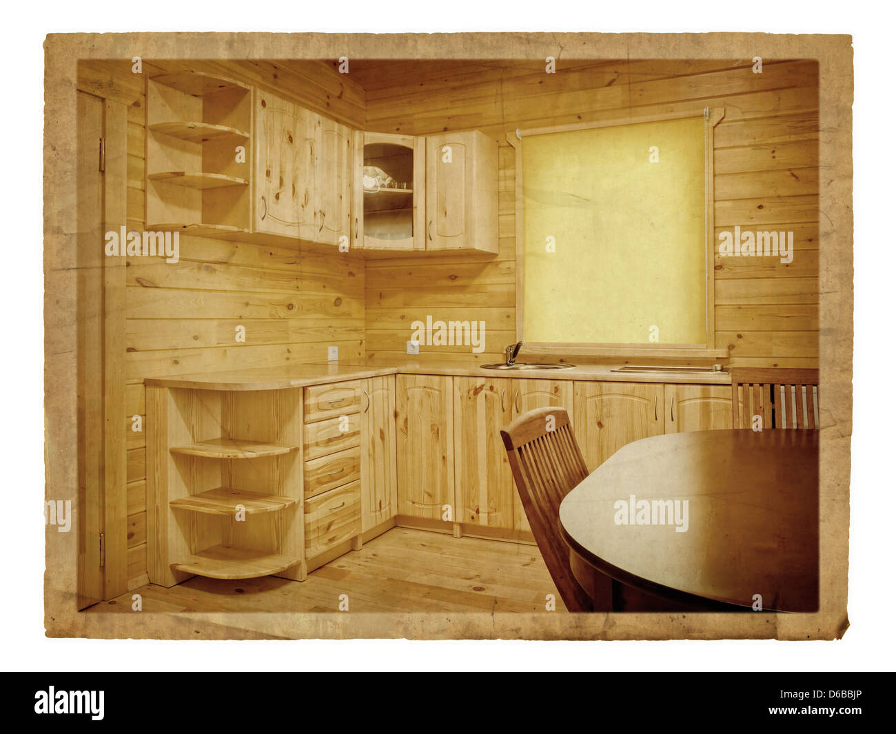 Old photo of kitchen interior Stock Photo - Alamy