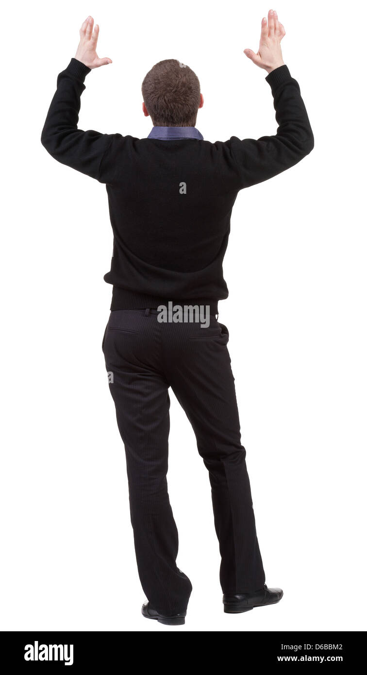 Back view of shocked business man. Upset adult businessman. Rear view ...