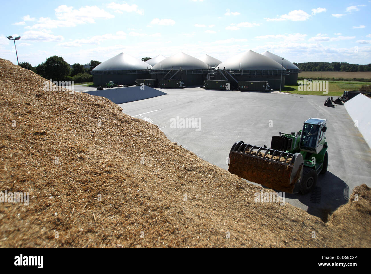 View of a corn silage wall at biogas facility operated by 'Blumendorf ...