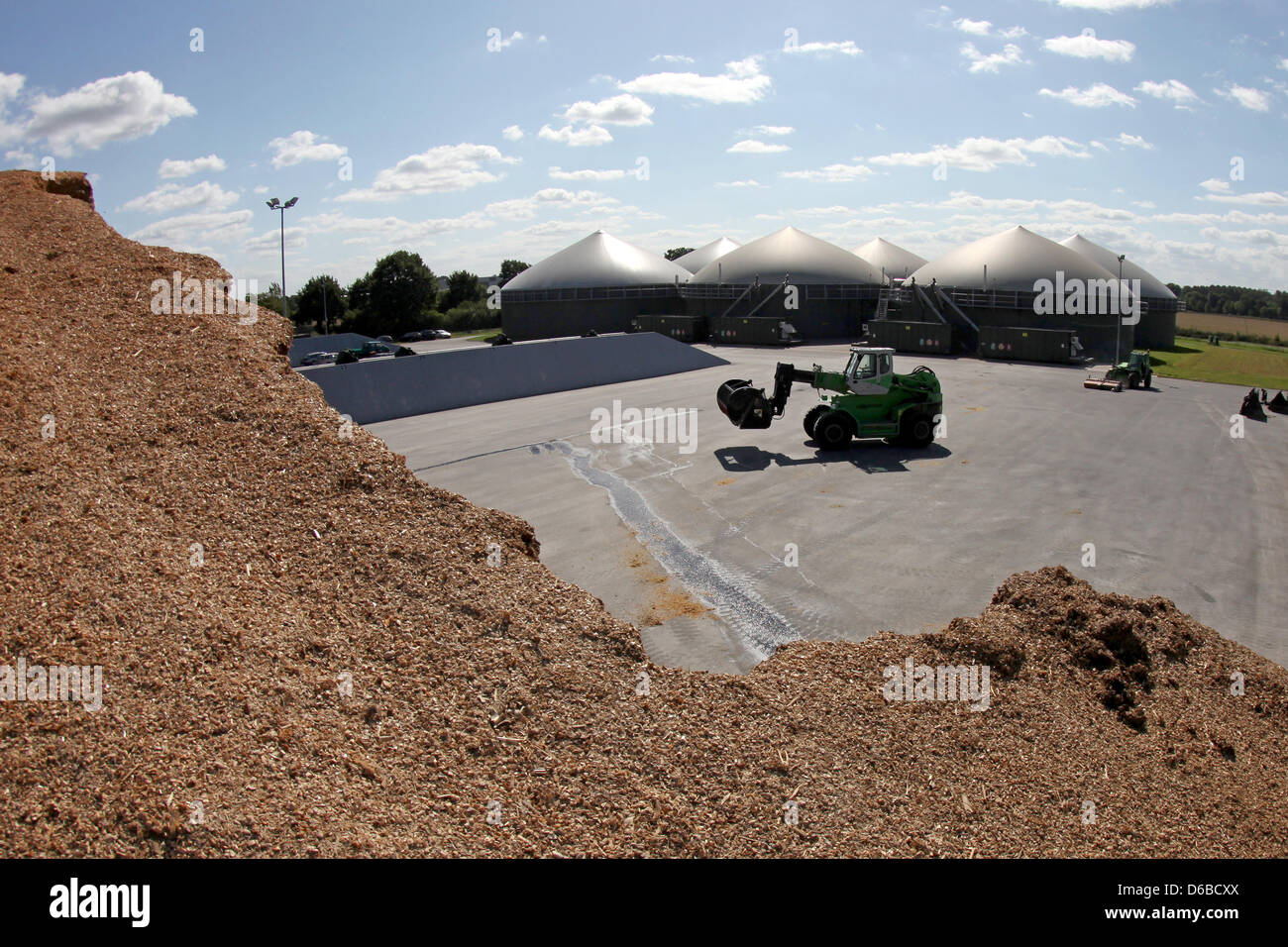 View of a corn silage wall at biogas facility operated by 'Blumendorf ...