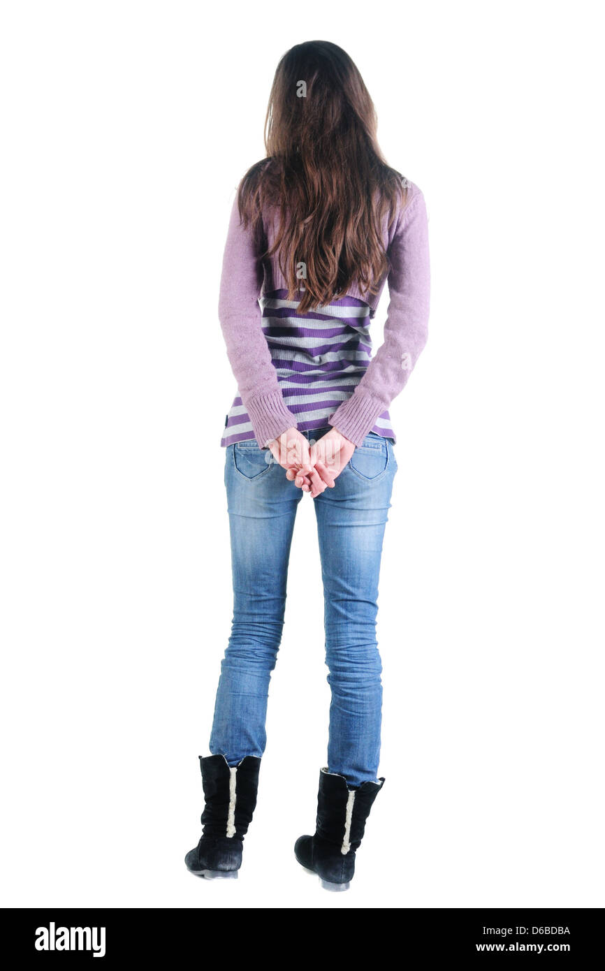 Slim woman backside view isolated Cut Out Stock Images & Pictures - Alamy