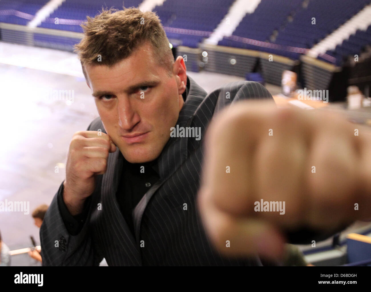 Heavy weight boxer Mariusz Wach poses for a photograph after a press ...