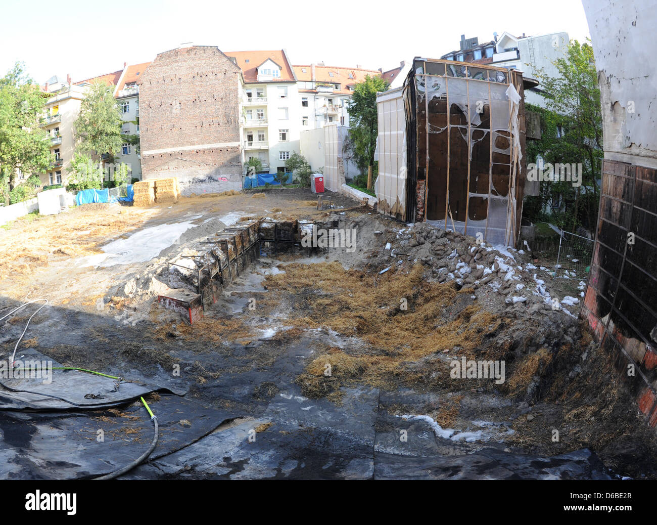 View of a bomb crater at the site where an aircraft bomb was detonated ...
