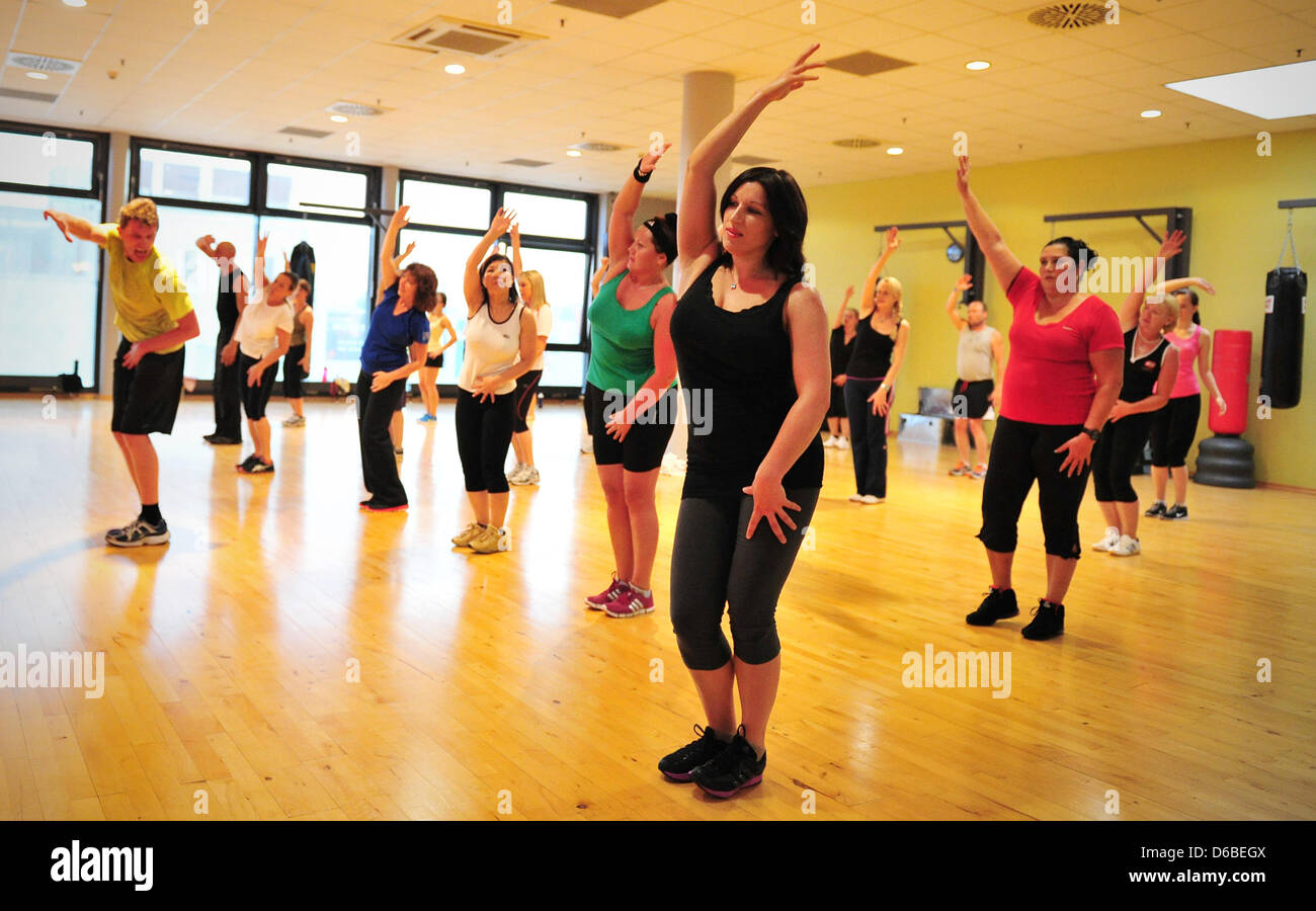 Mostly female participants dance Zumba at the Fitness Lifestyle Club in ...