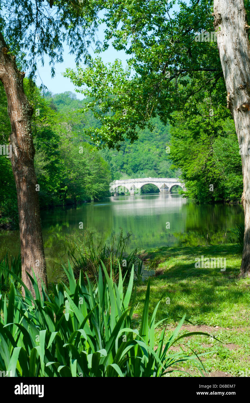 Medieval bridge on rural river, Tarn, France Stock Photo - Alamy