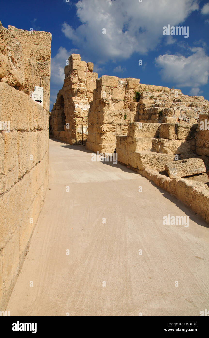Passage of the upper level of Caesarea amphitheater. Israel Stock Photo ...
