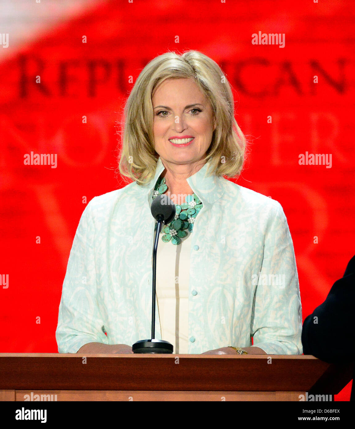 Anne Romney participates in a microphone check prior to the start of ...
