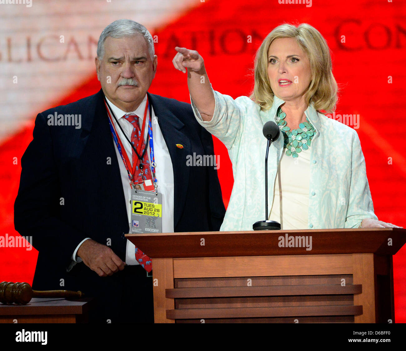 Anne Romney participates in a microphone check prior to the start of ...