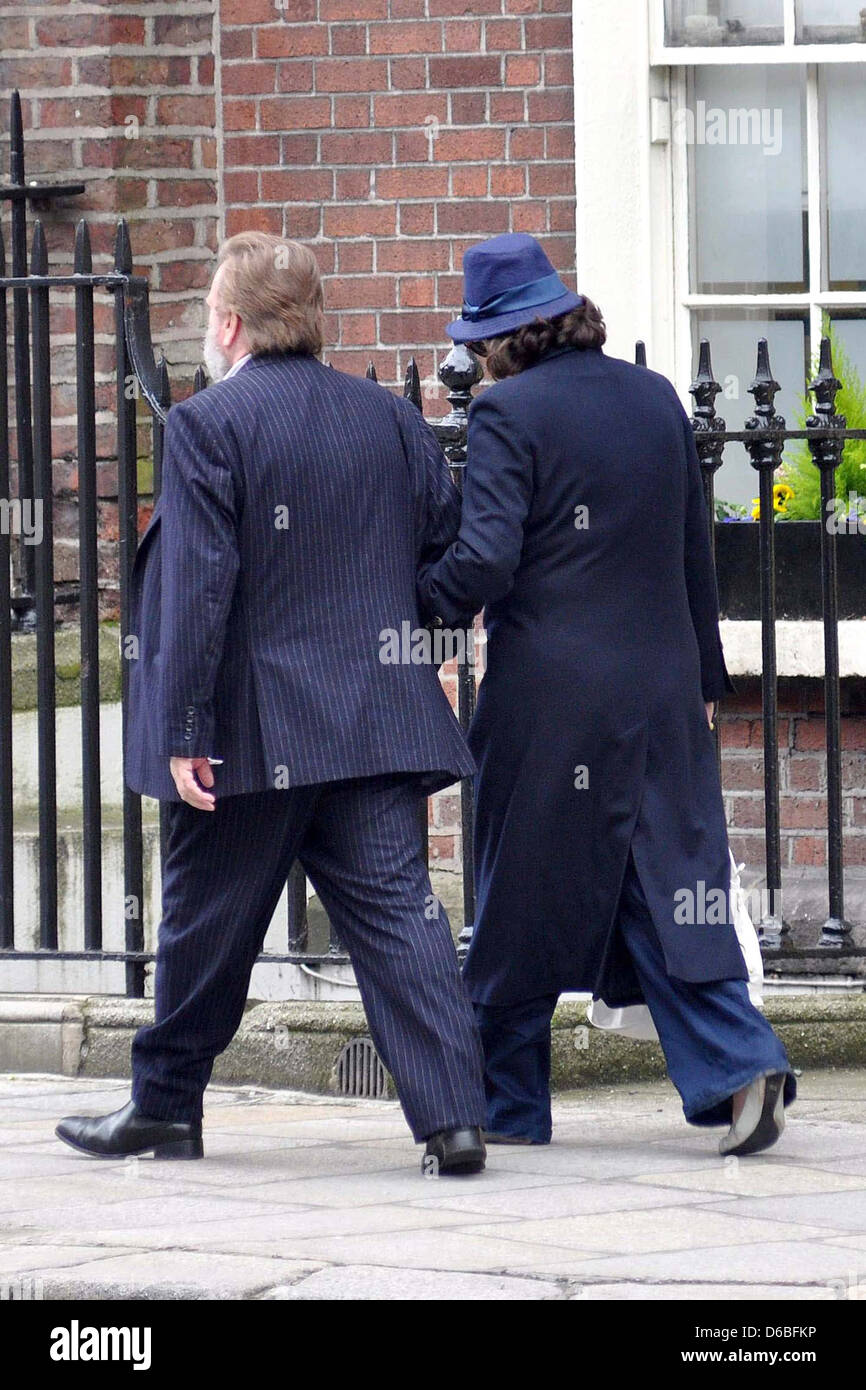 Timothy Spall and his wife Shane Spall are seen taking a walk in Dublin ...