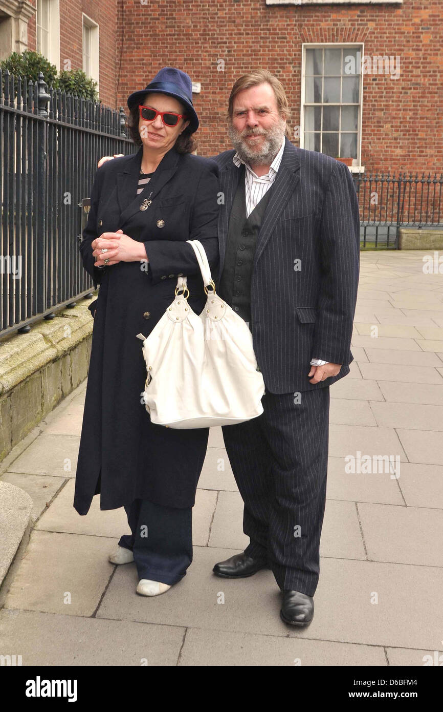 Timothy Spall and his wife Shane Spall are seen taking a walk in Dublin ...