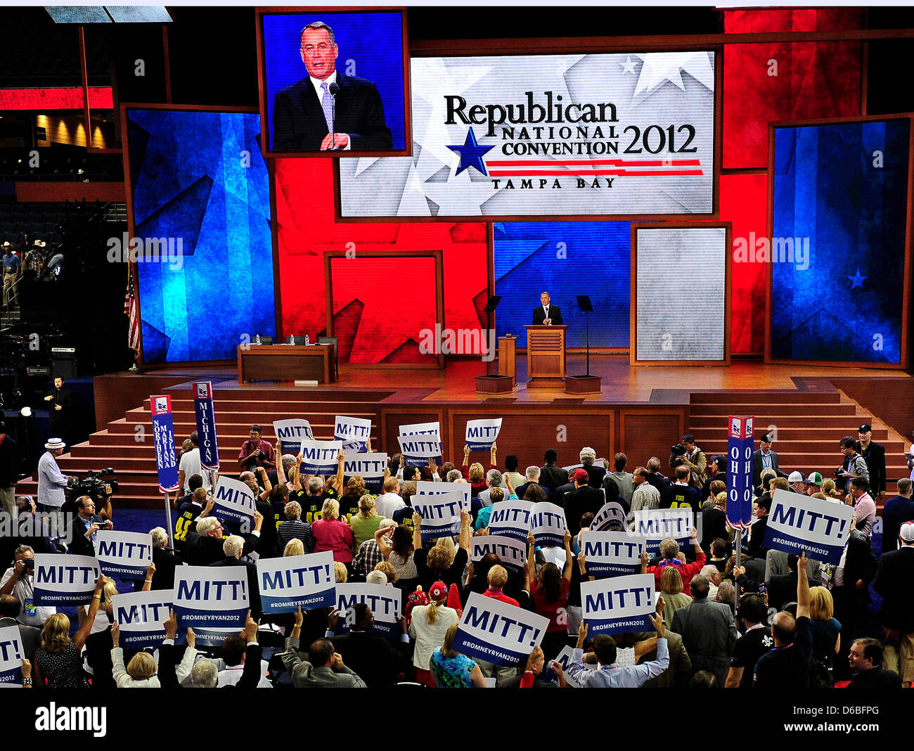 Floor demonstration as Mitt Romney's name is placed in nomination at ...