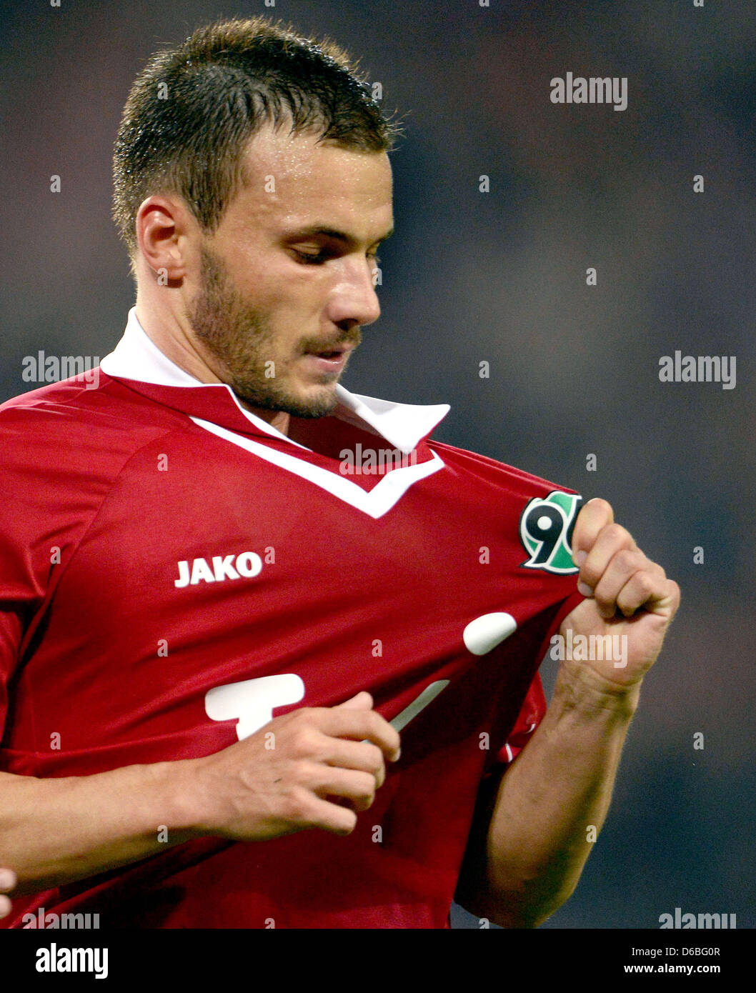 Hanover's Szablocs Huszti celebrates after scoring 2-1 during the UEFA ...