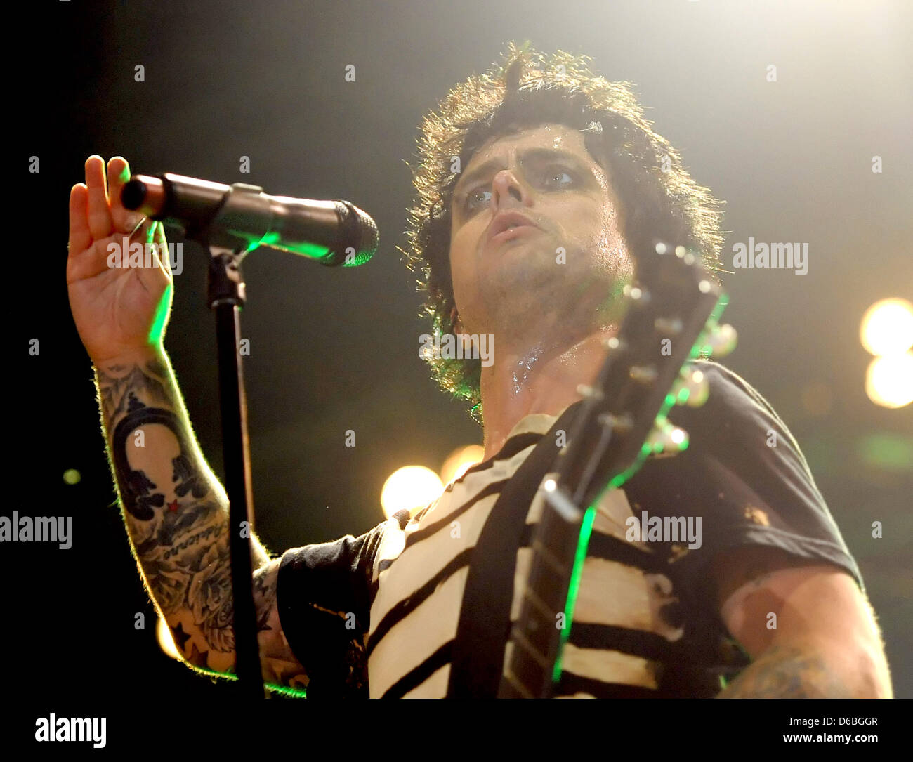 Singer Billie Joe Armstrong of the US band Green Day performs on stage ...