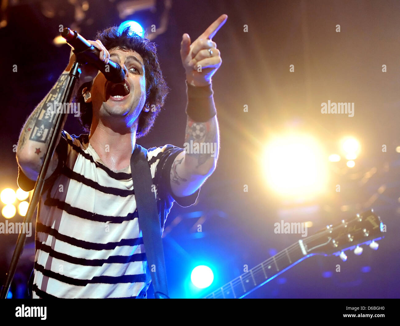 Singer Billie Joe Armstrong of the US band Green Day performs on stage ...