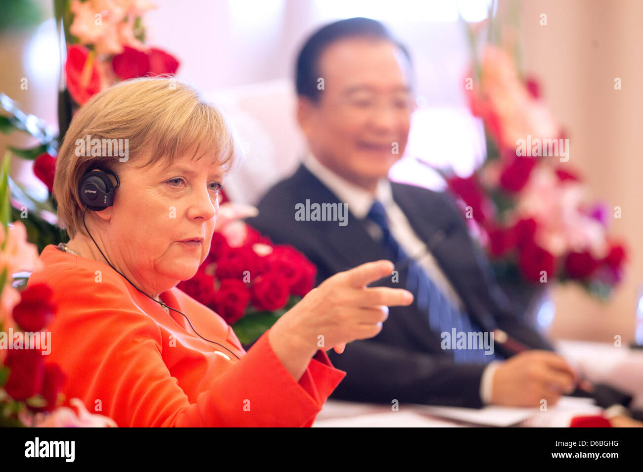 German Chancellor Angela Merkel attends a meeting with Premier of the ...