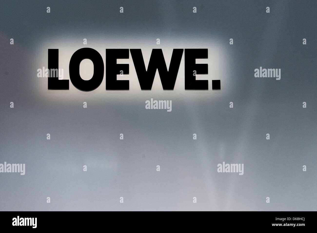The logo of German company "Loewe" is pictured at the Berlin Radio Show ...