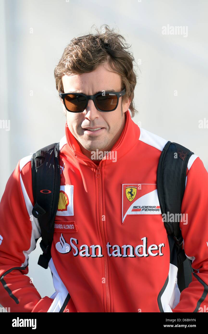 Spanish Formula One driver Fernando Alonso of Ferrari arrives the ...