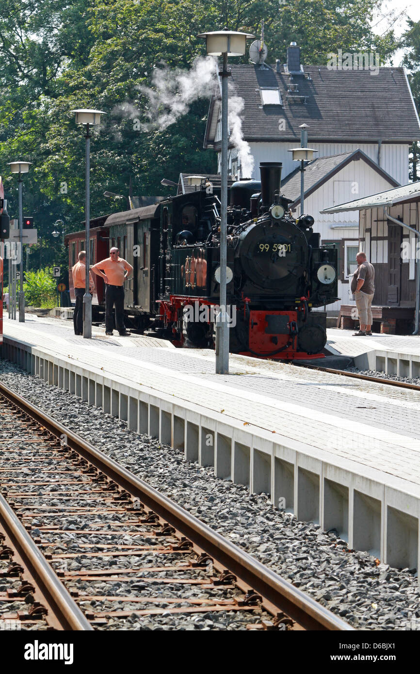 A train with a historic Mallet locomotive from 1897 of the Harz narrow ...