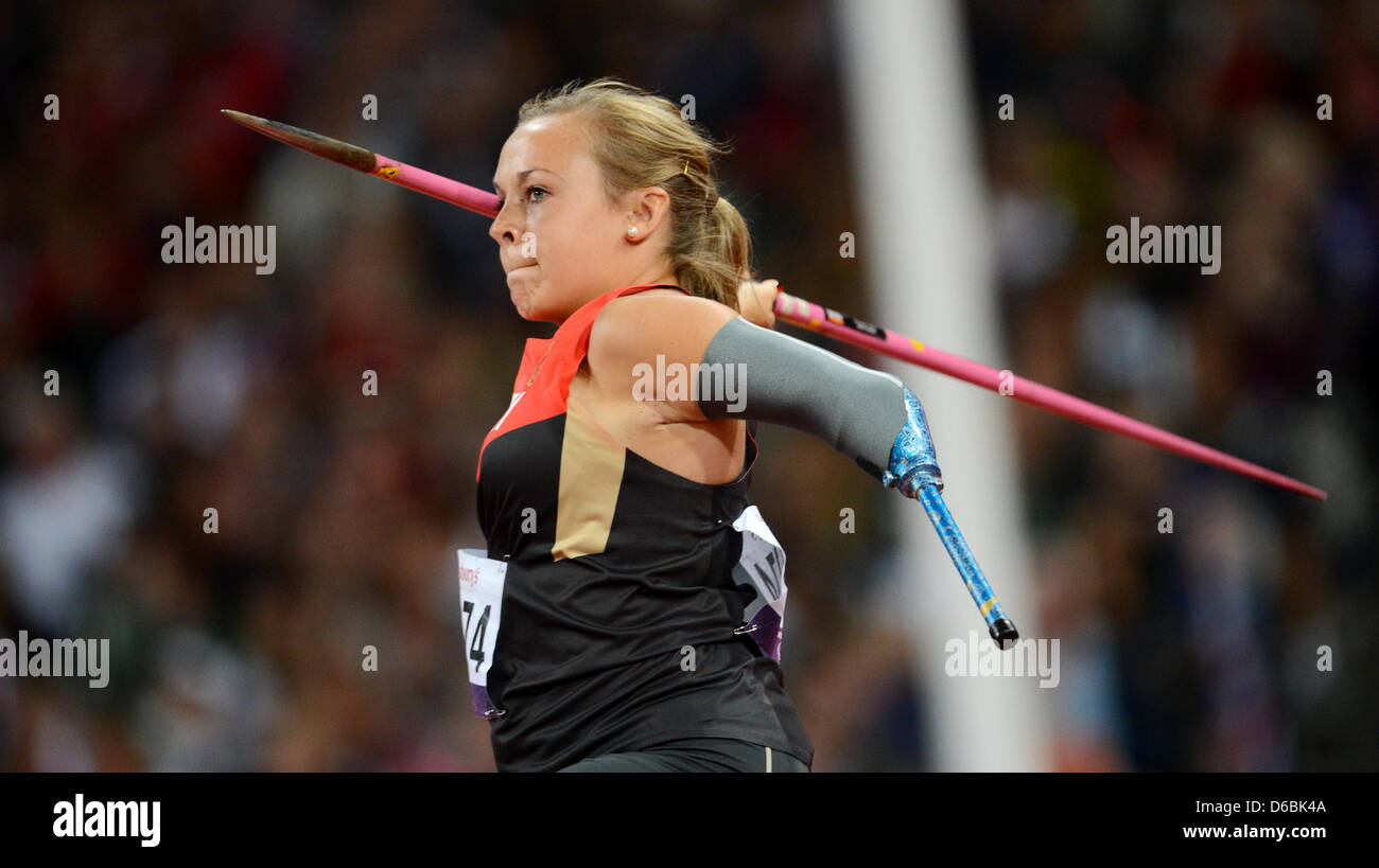 Laura Darimont of Germany competes during the women's javelin throw ...