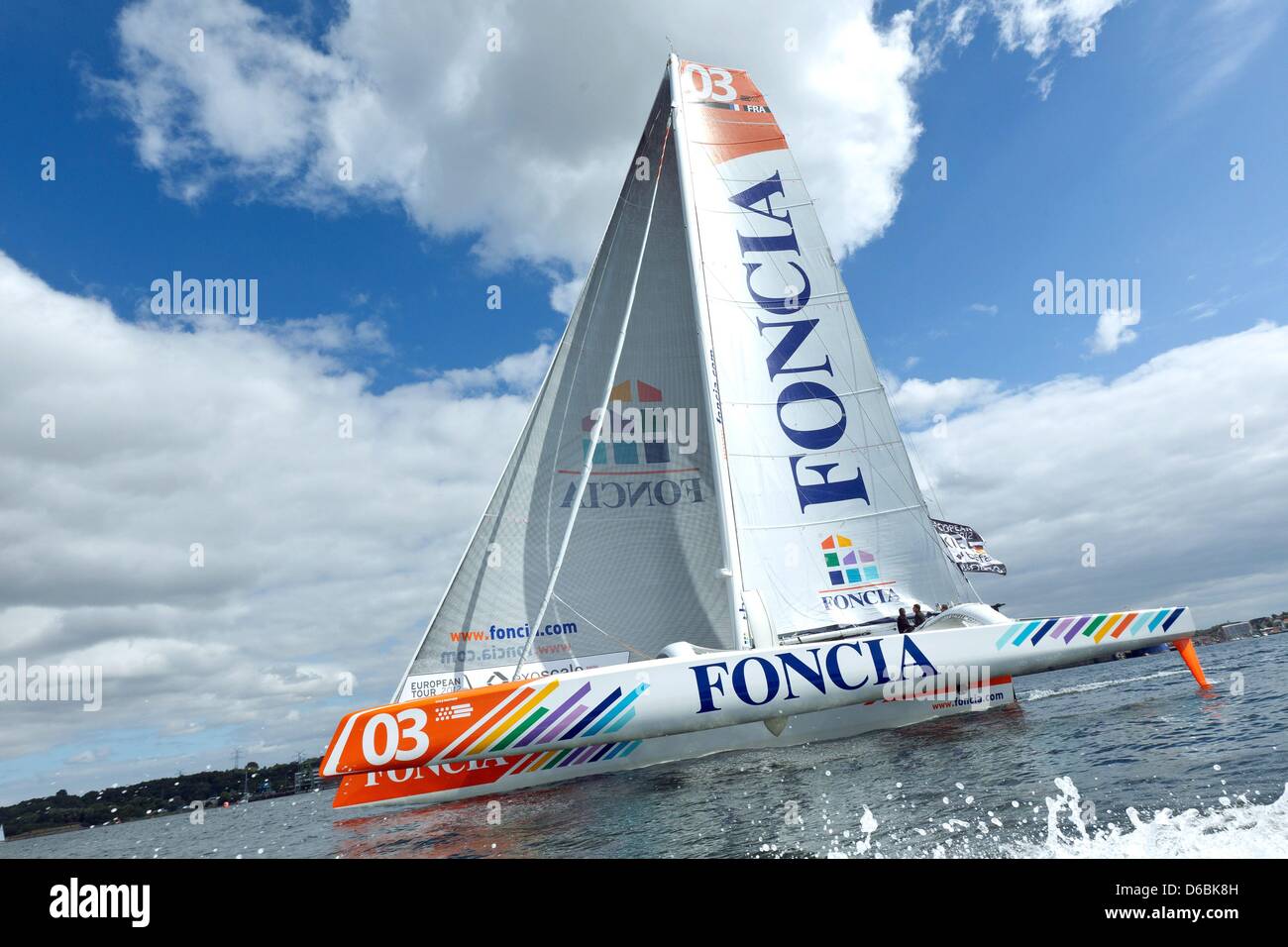 The MOD70 trimaran boat 'Foncia' competes in its fourth race of the ...