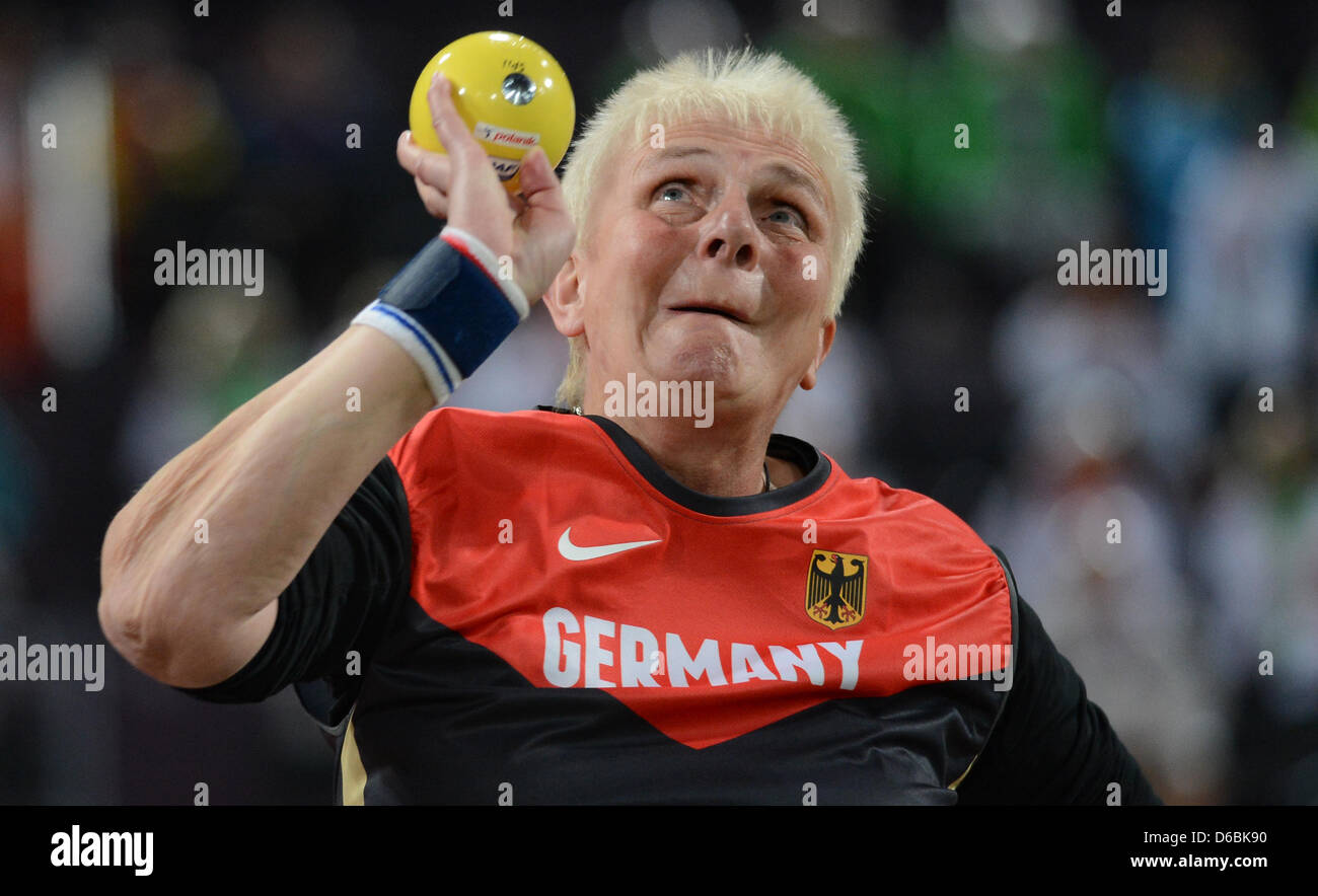 Marianne Buggenhagen of Germany competes during the women's shot put ...