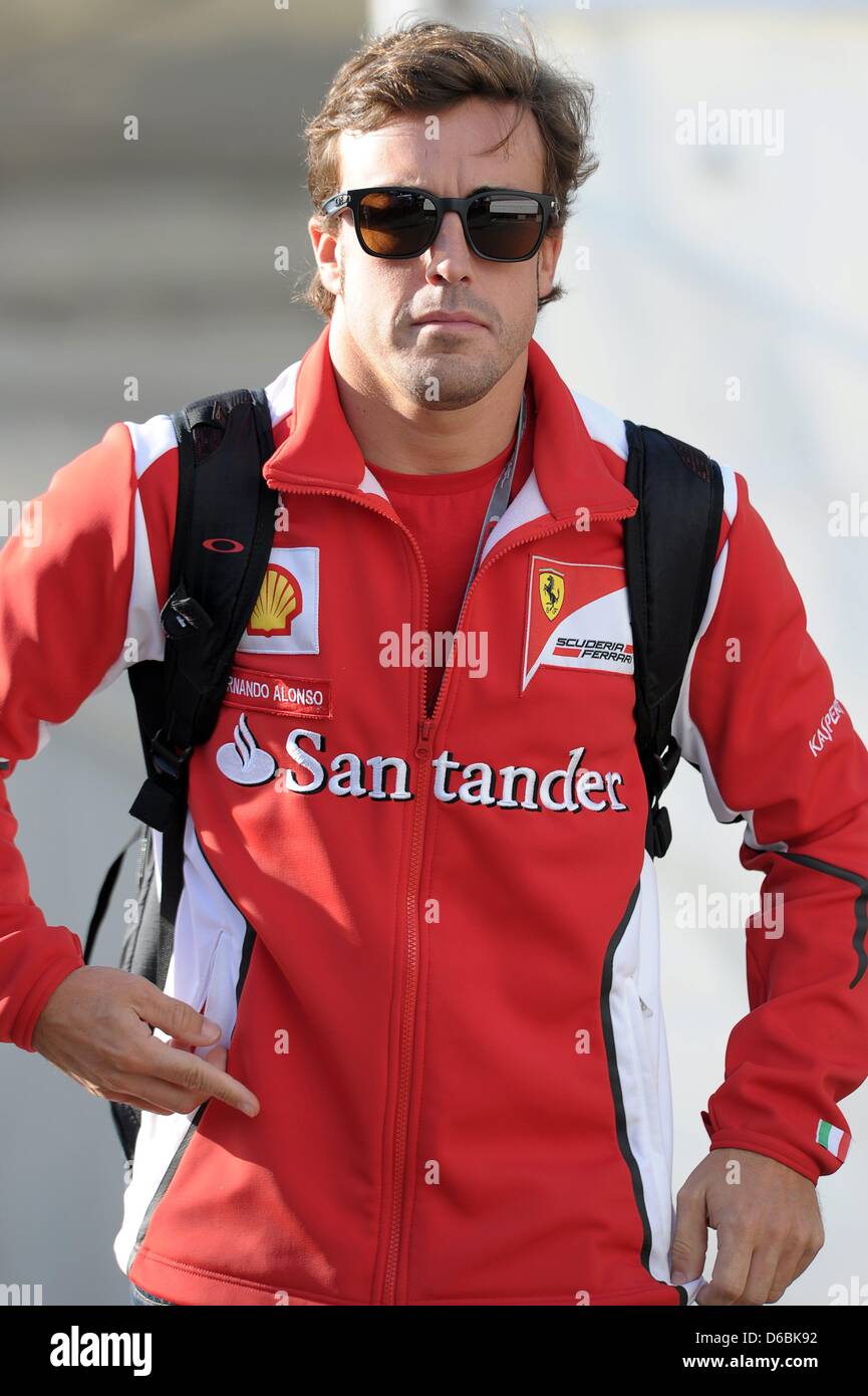 Spanish Formula One driver Fernando Alonso of Ferrari arrives the ...