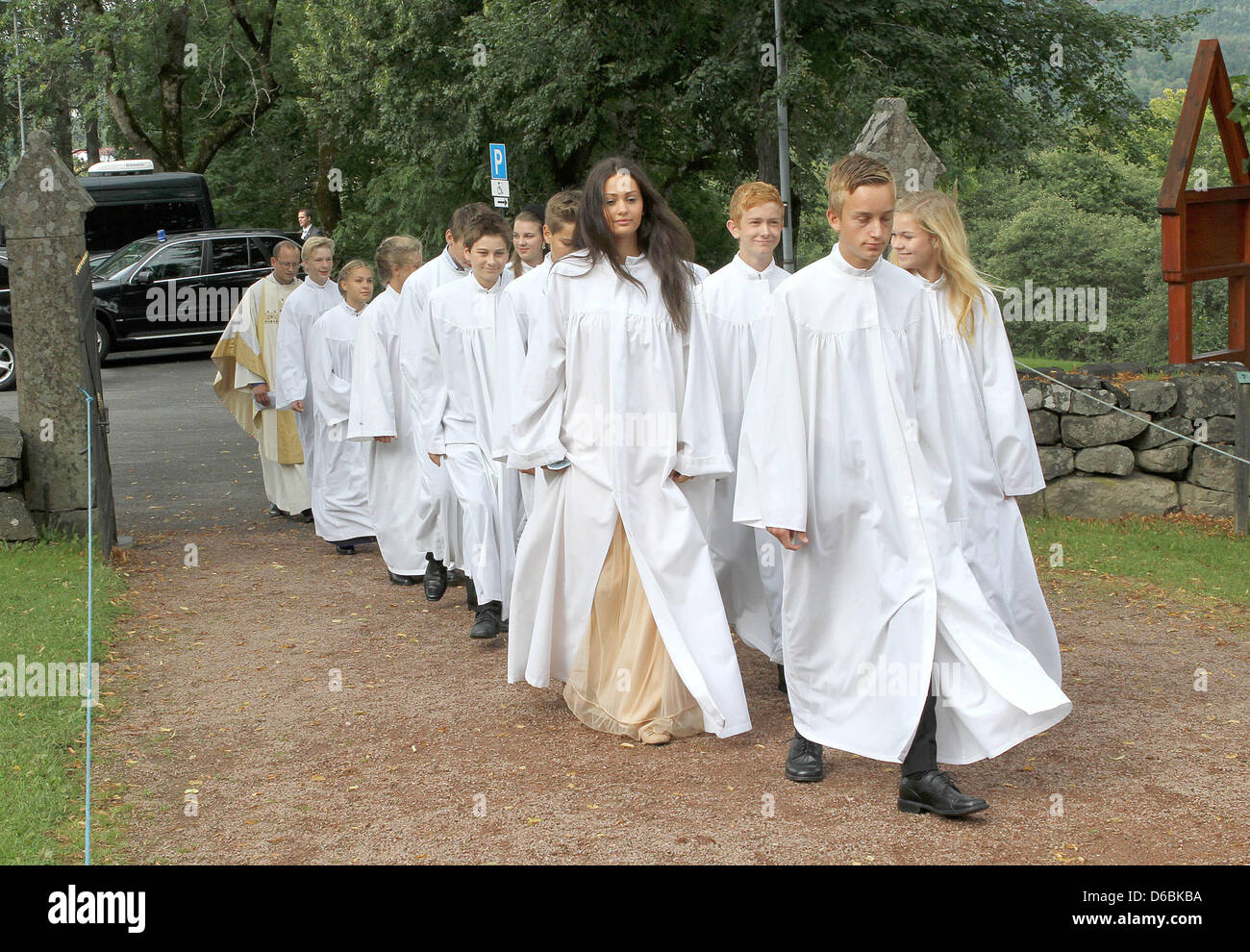 Confirmands arrive for their confirmation service at Asker church in ...