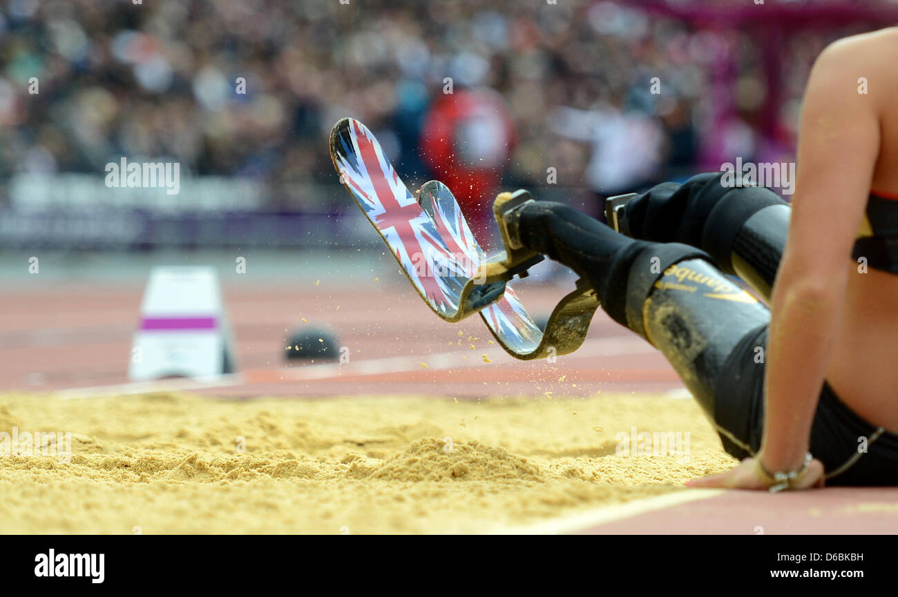 Vanessa Low of Germany jumps during the women's long jump final F42/44 ...
