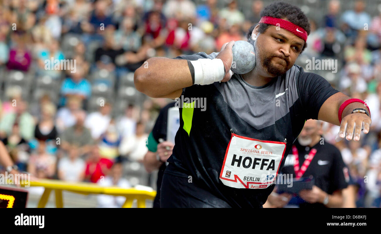 US shot putter Reese Hoffa competes in the men's shot put event at the ...