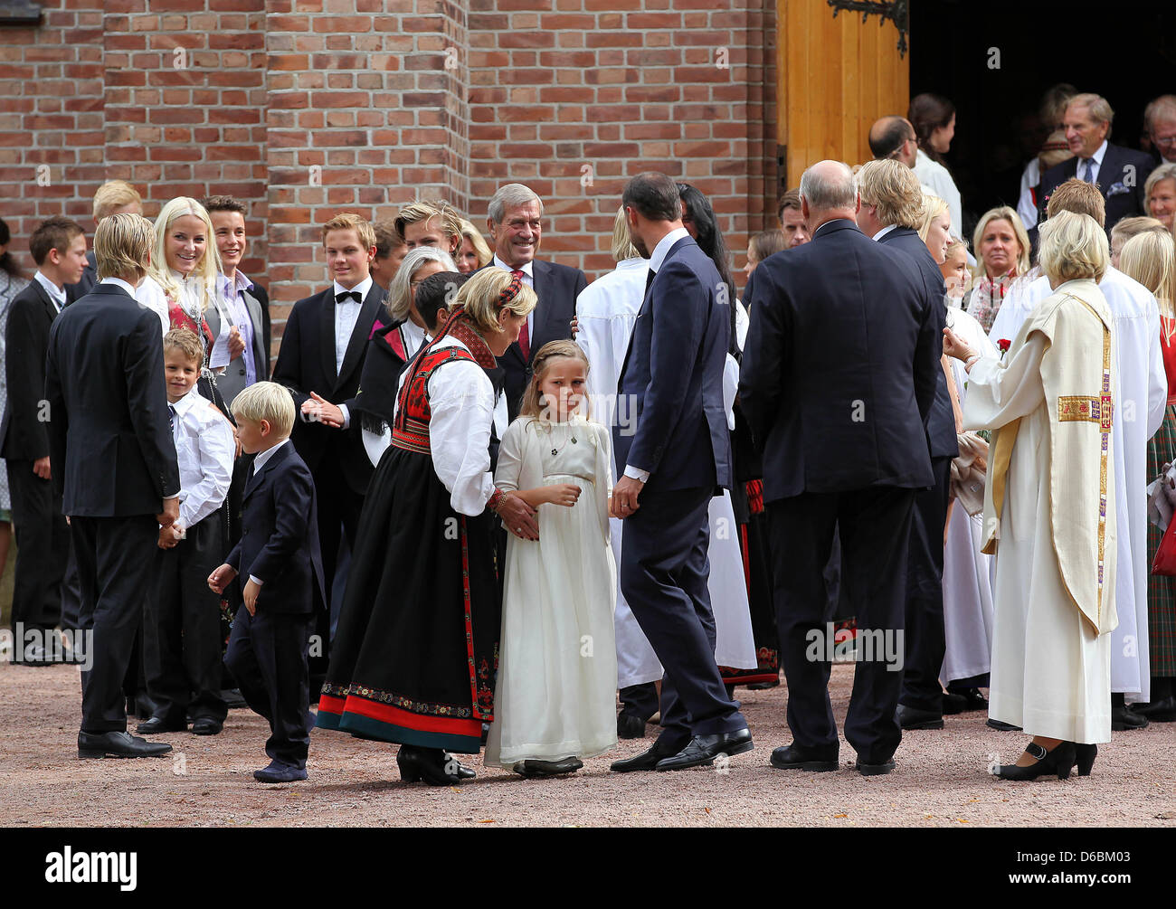 Royal family members leave the confirmation service for Marius Borg Hoiby, son of Crown Princess ...