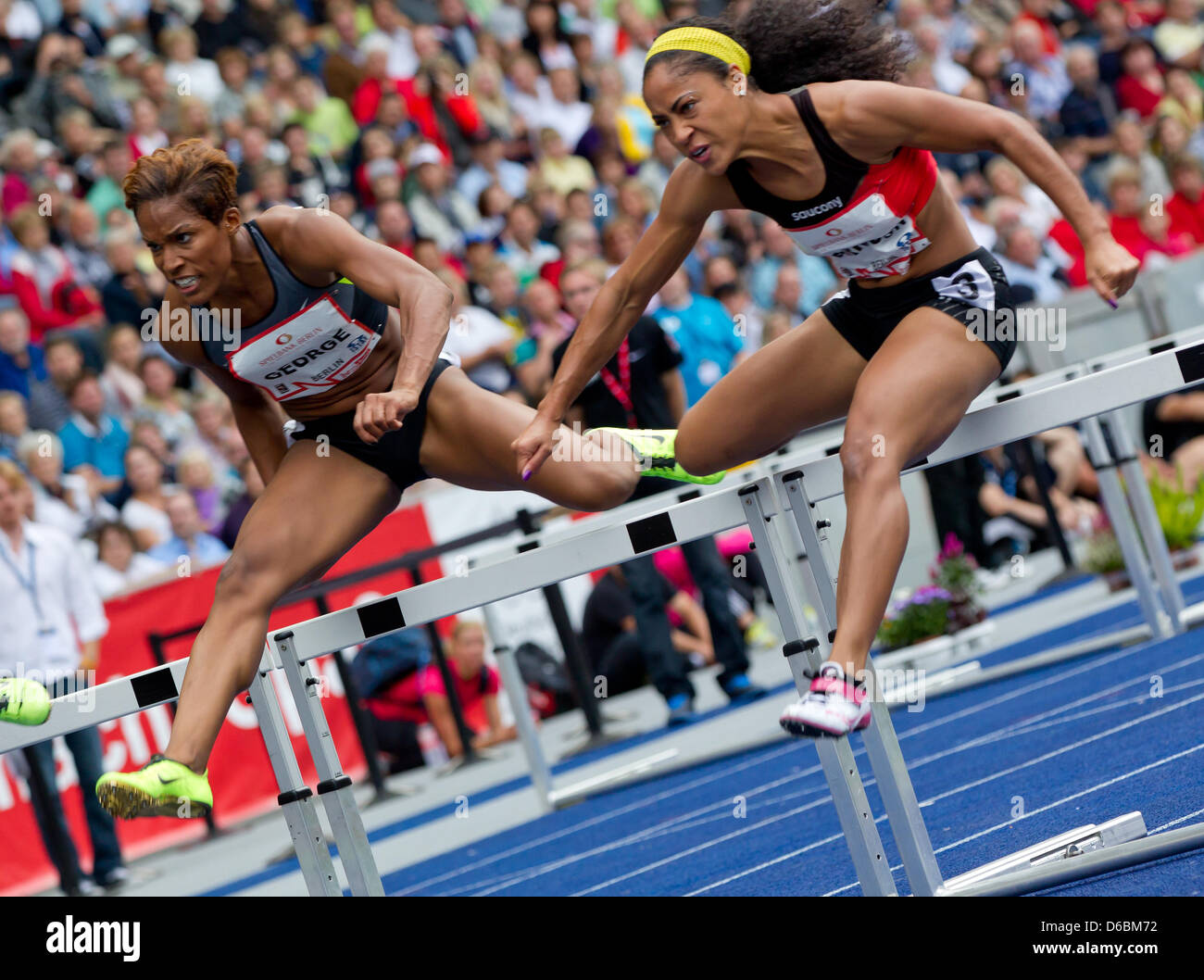 Canadian hurdler Phylicia George (L) and US hurdler Phylicia George in ...