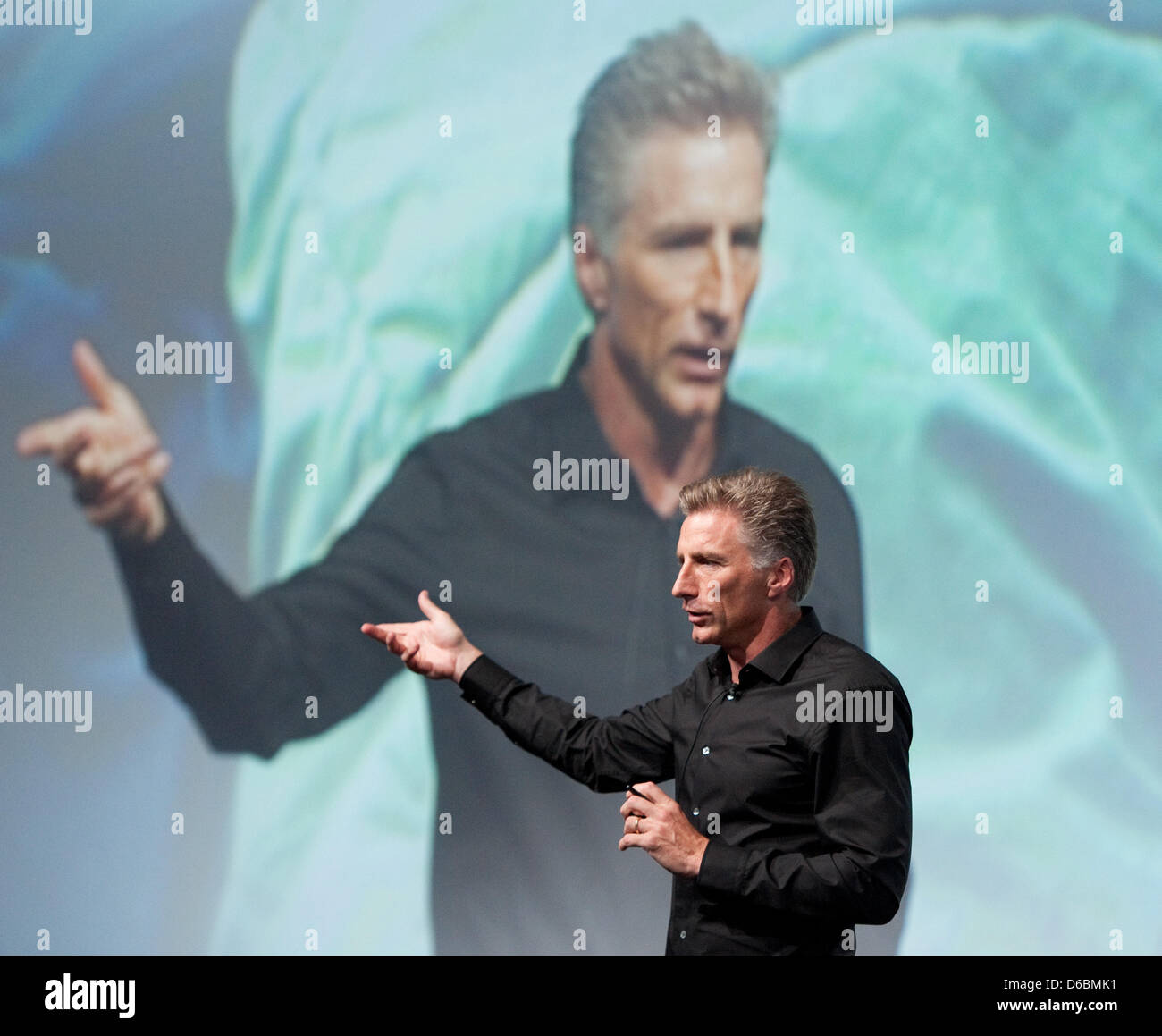 President of the Swiss company Logitech, Bracken P. Darrell, speaks at ...