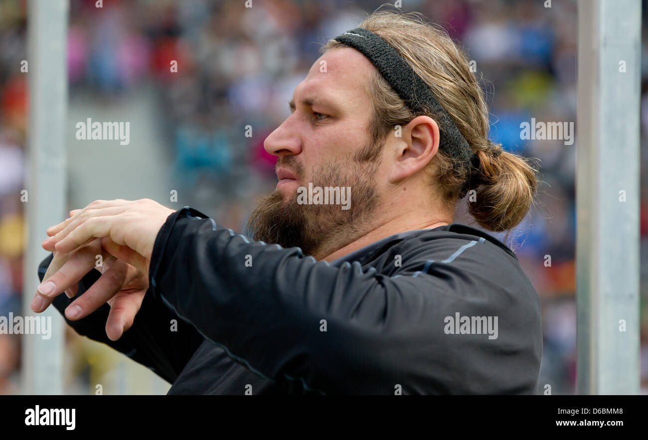 Polish shot putter Tomasz Majewski competes in the men's shot put event ...