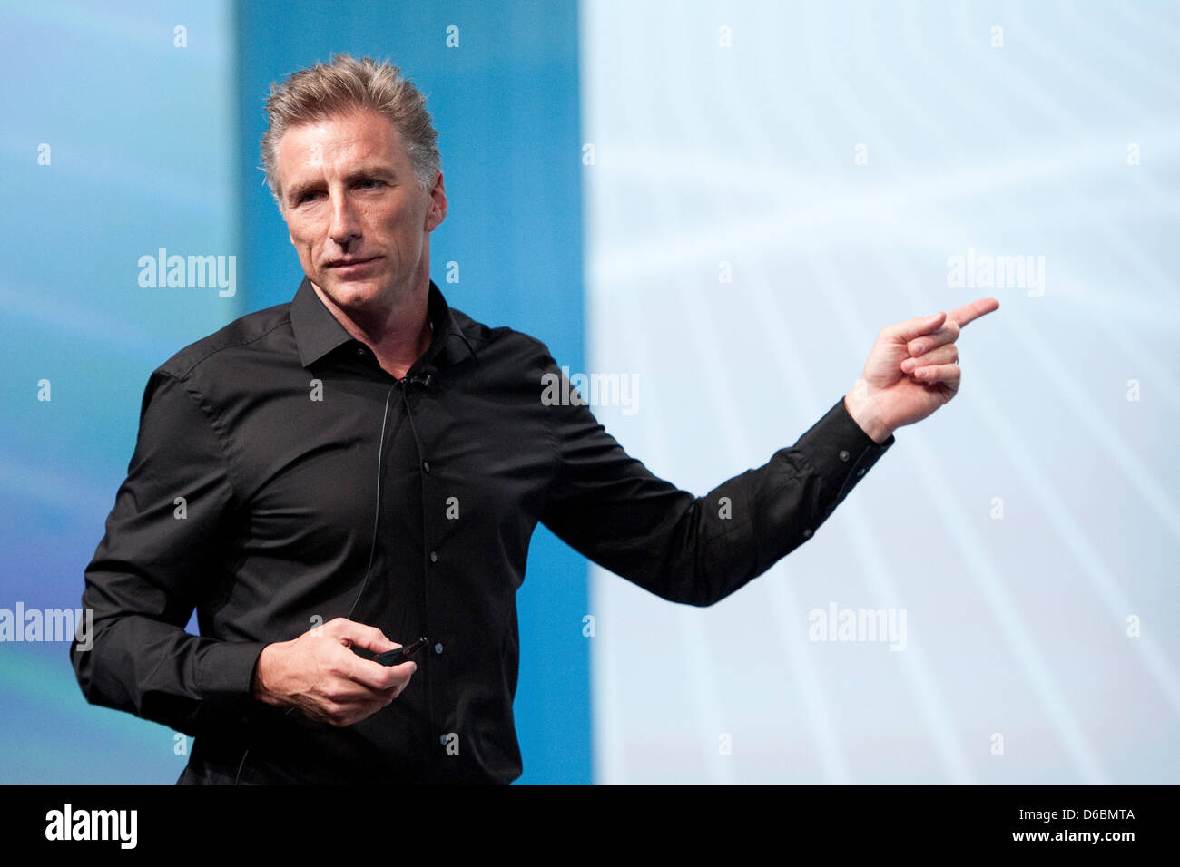 President of the Swiss company Logitech, Bracken P. Darrell, speaks at ...