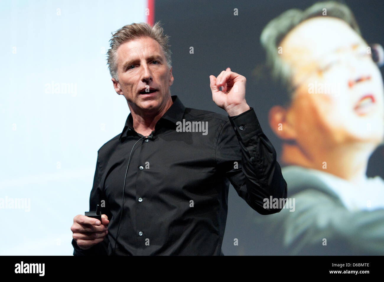 President of the Swiss company Logitech, Bracken P. Darrell, speaks at ...