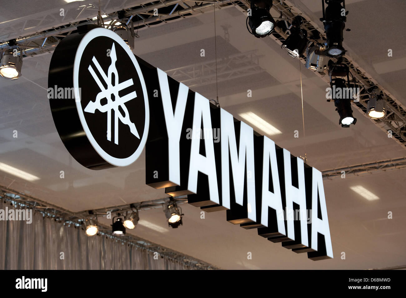 The logo of the Japanese company 'Yamaha' is seen at the trade show for ...
