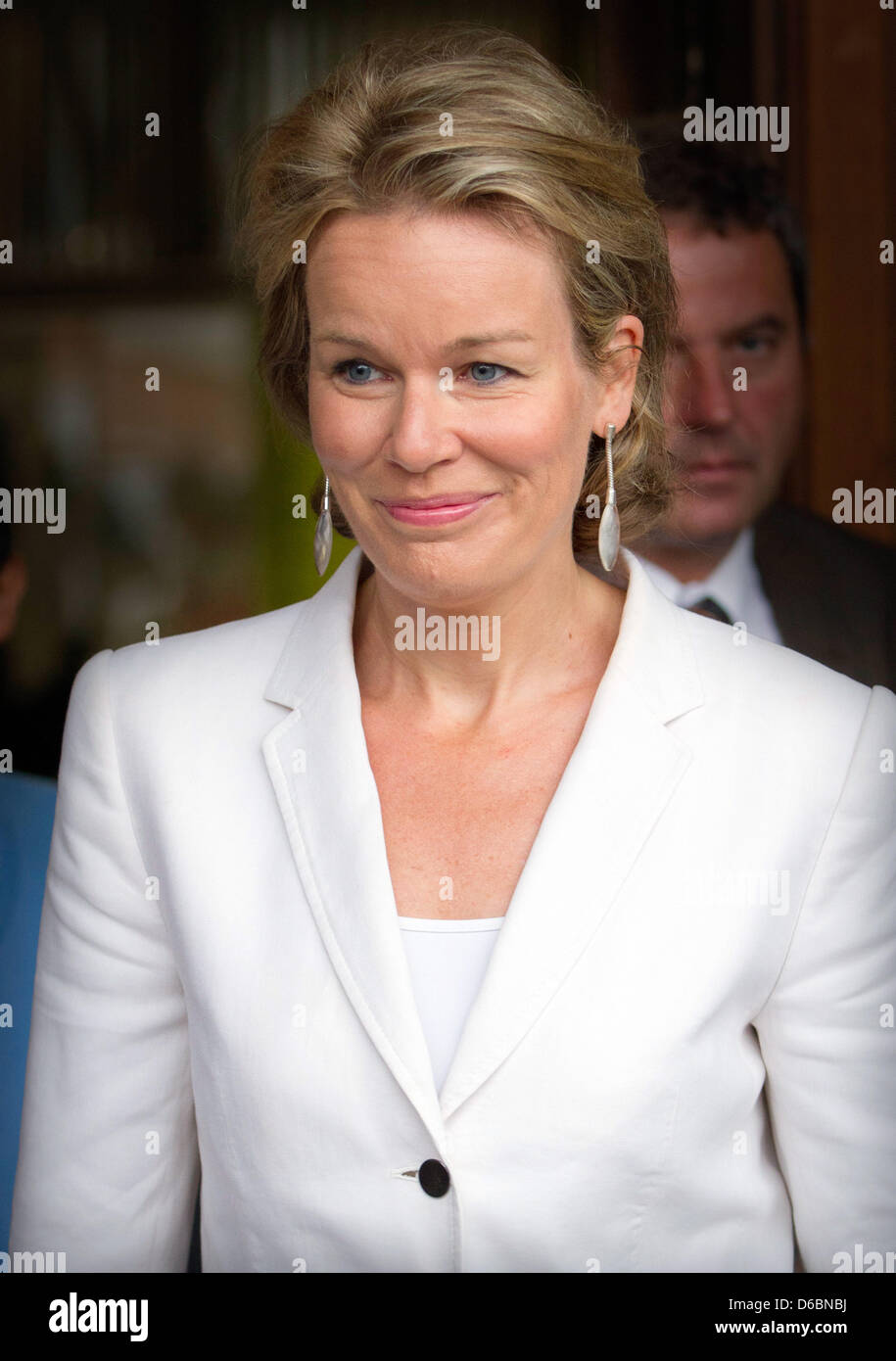 Princess Mathilde of Belgium arrives for the first school day of her ...