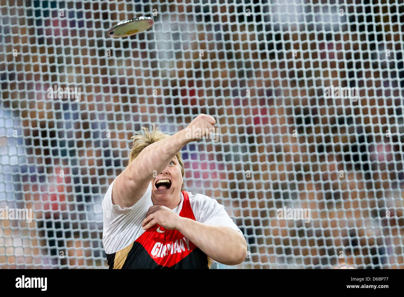 Ilke Wyludda of Germany competes the women's discus throw F57/58 final ...