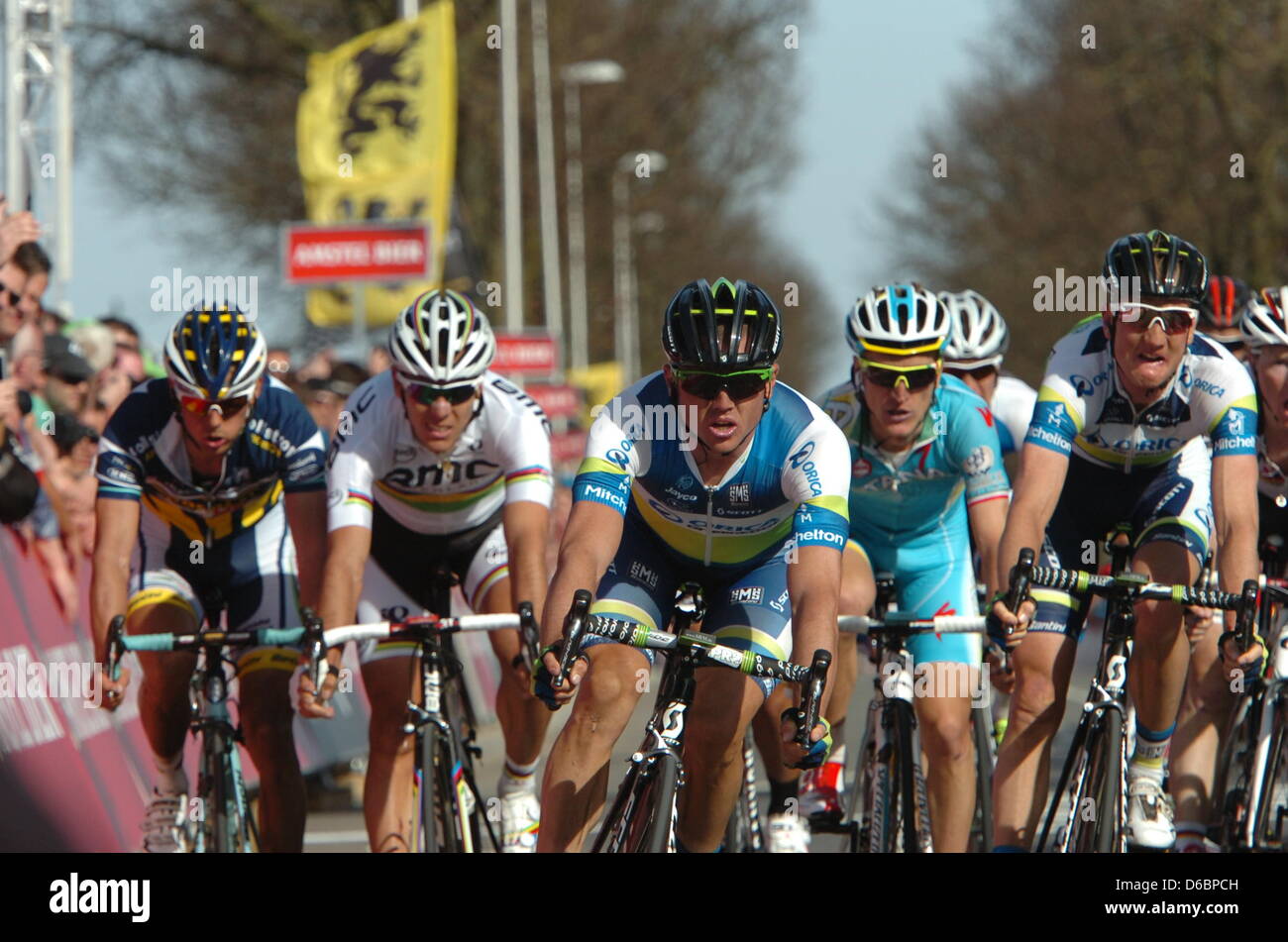Valkenburg, Holland. 14th April, 2013. Simon Gerrans during the race ...