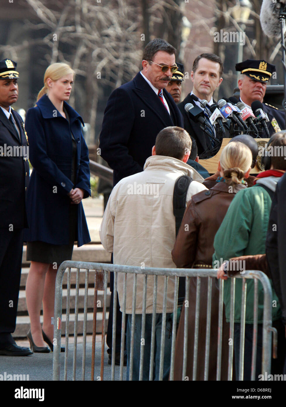 Larisa Polonsky and Tom Selleck filming on the set of the television ...