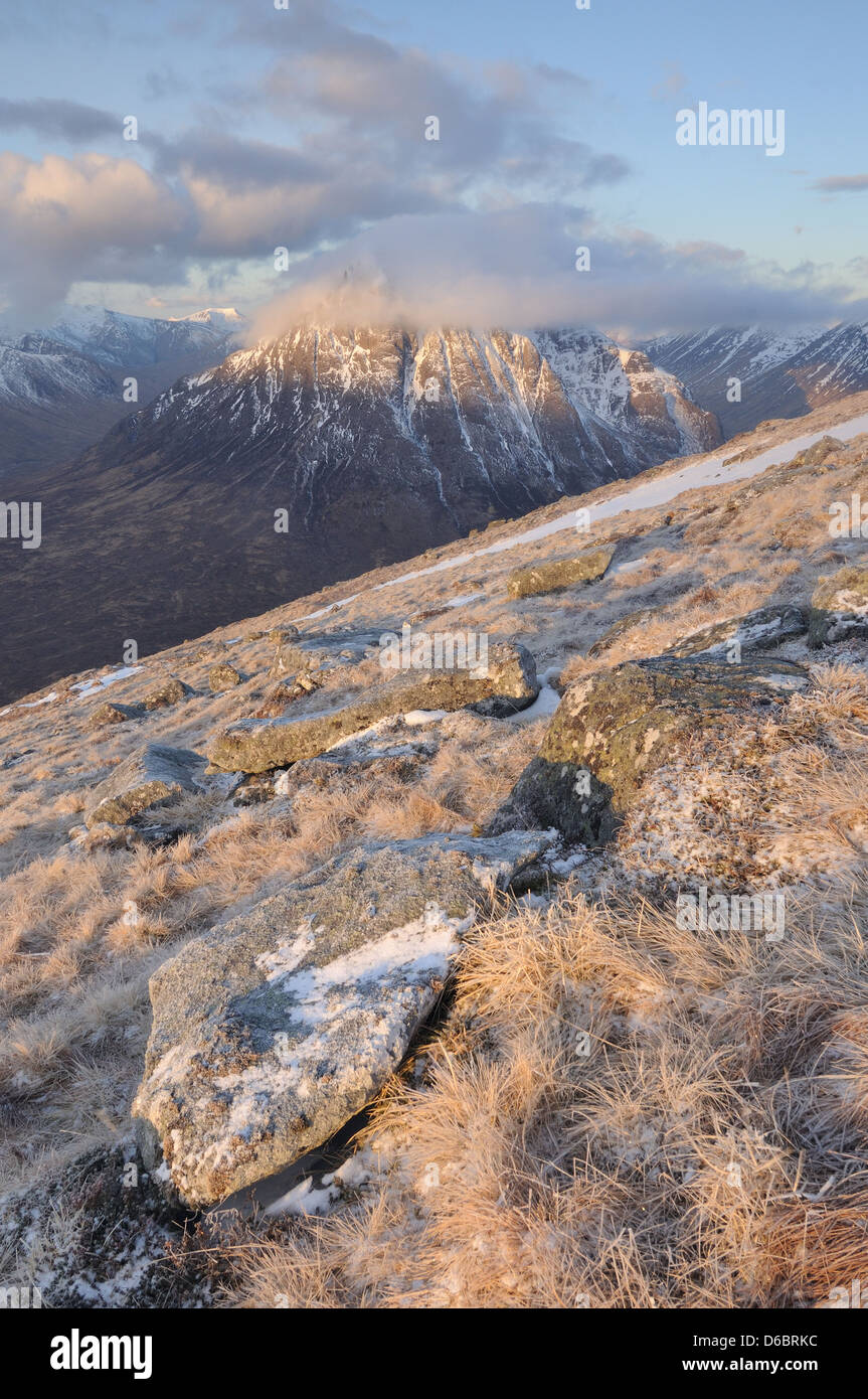 Winter morning sunlight on Stob Dearg, Buahaille Etive Mor, taken from ...