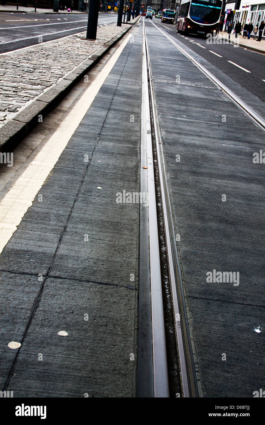 Tramlines in road hi-res stock photography and images - Alamy