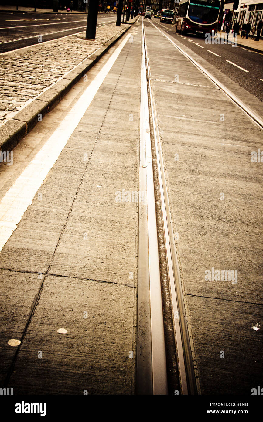Tramlines in road hi-res stock photography and images - Alamy