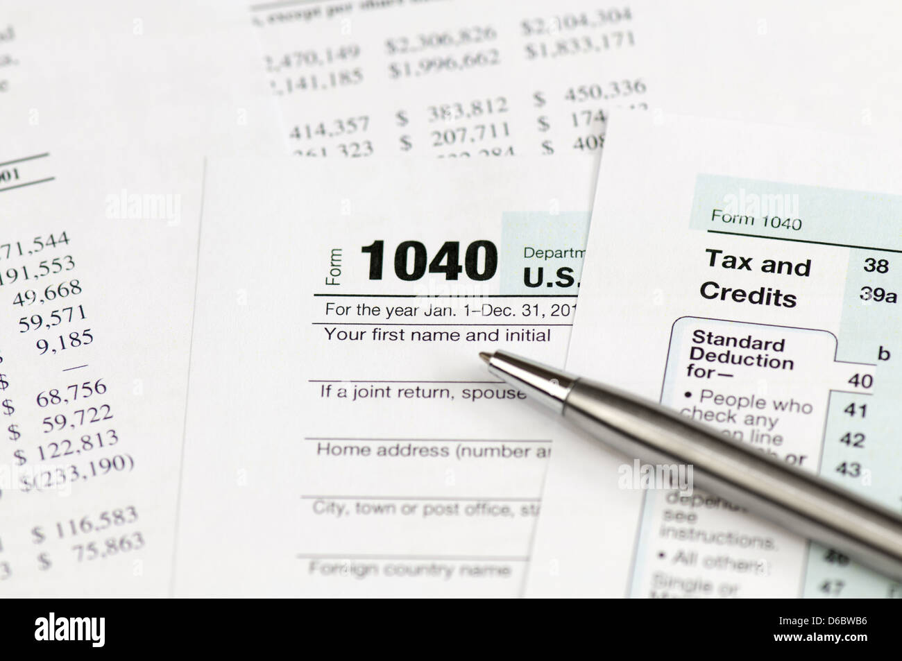 Tax form 1040 for US individual tax return pen Stock Photo - Alamy