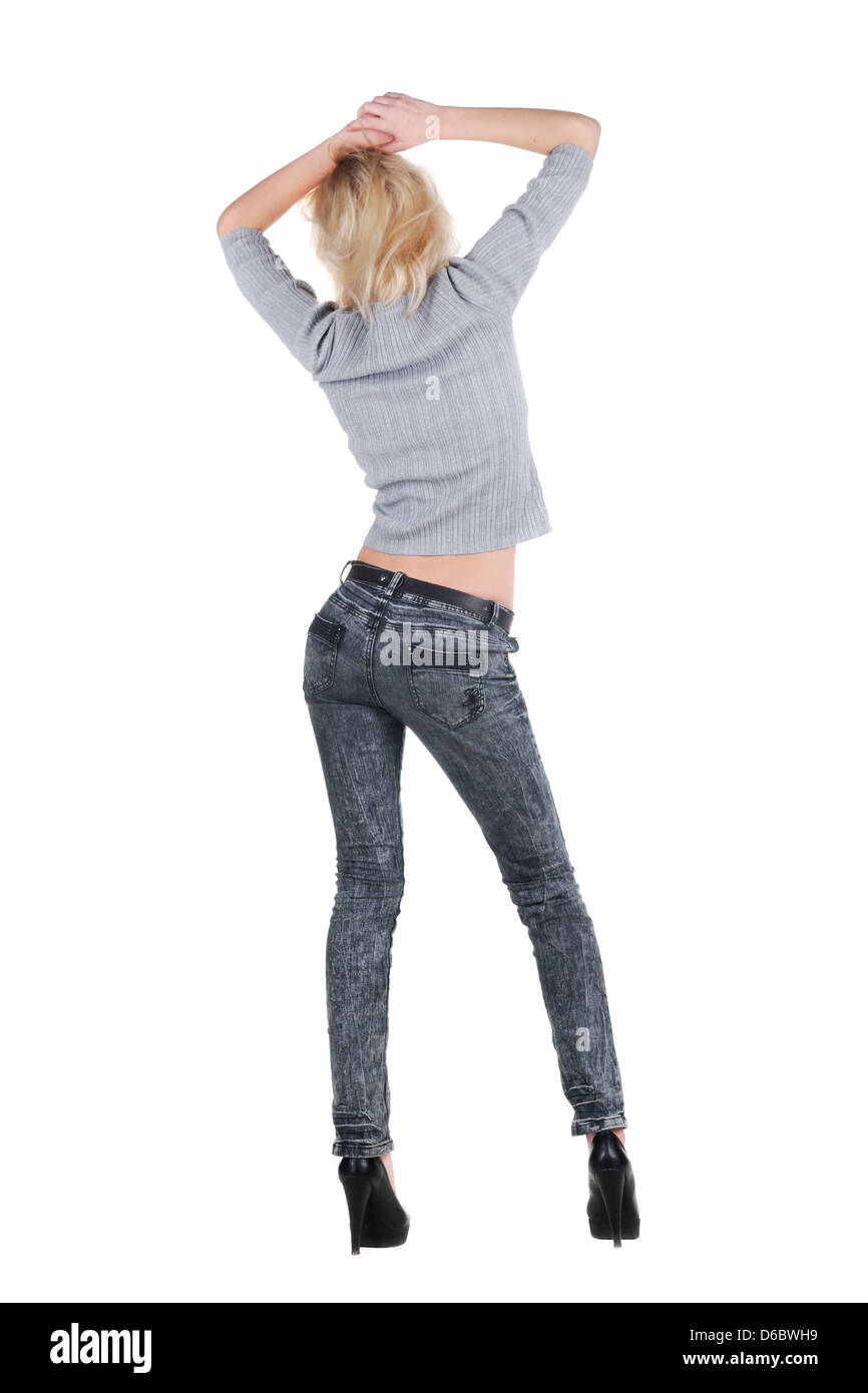 Blonde woman dancing back view hi-res stock photography and images - Alamy
