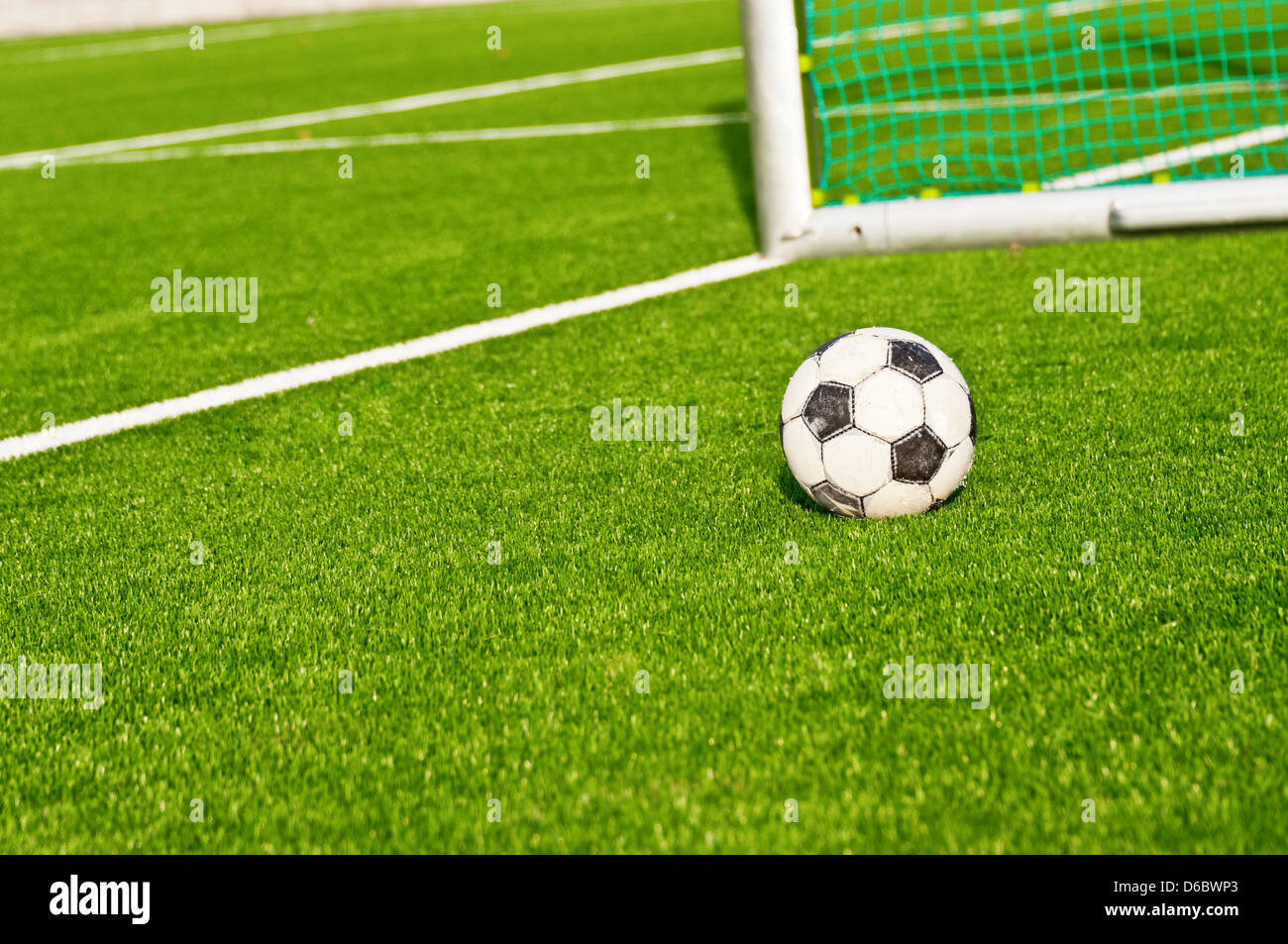 Soccer ball football goals backgraund Stock Photo - Alamy