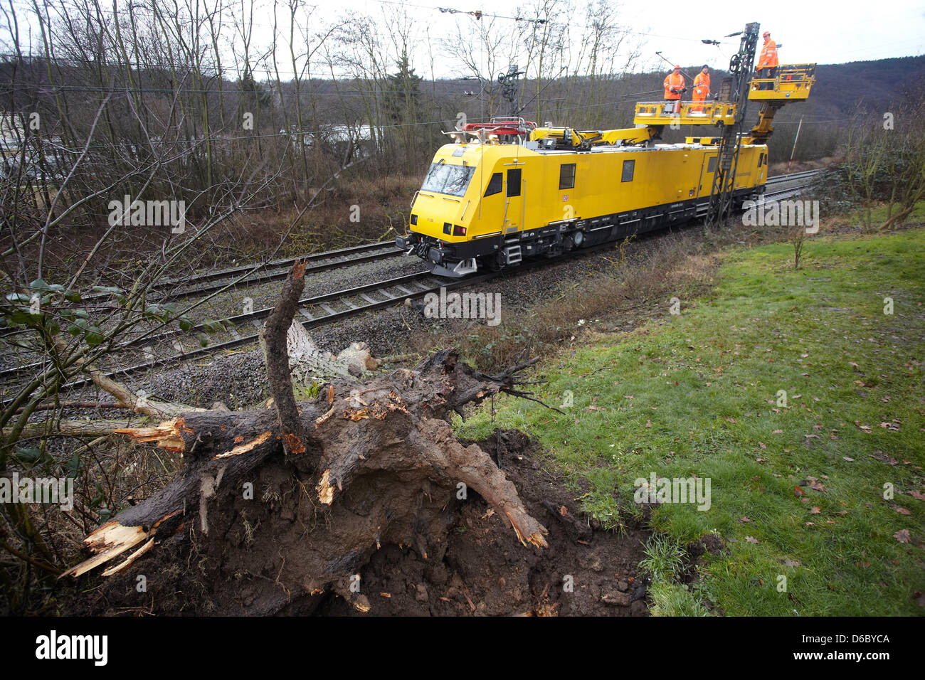 Trees have fallen onto railway tracks, due to storm fornt 'Andrea' near ...