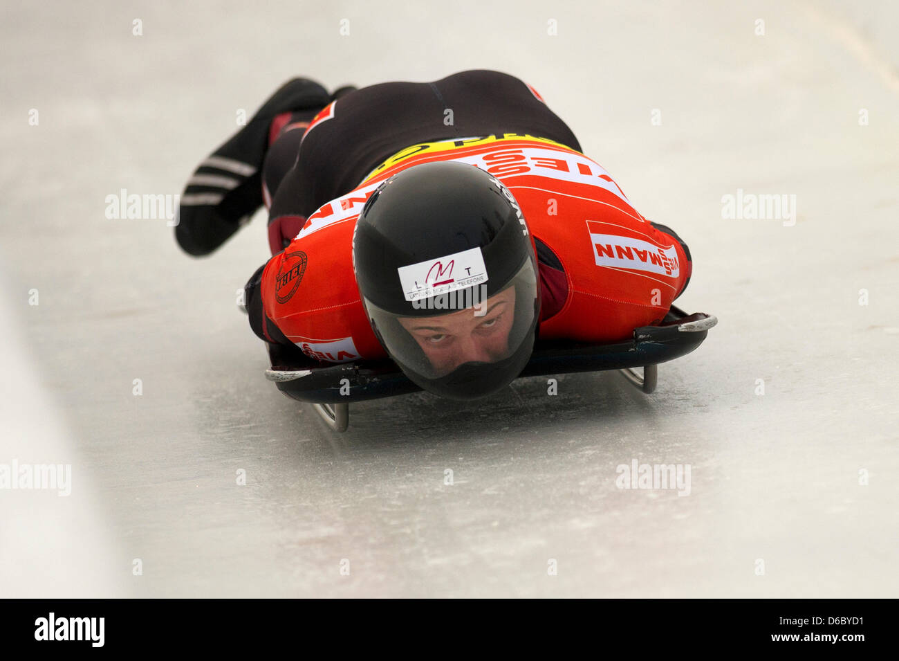 Latvian skeleton pilot, Martins Dukurs, is pictured in action during ...