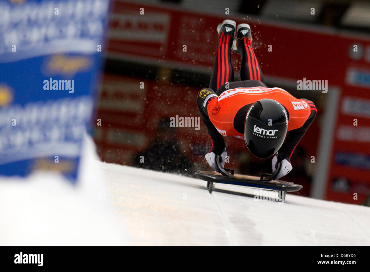 German skeleton pilot, Alexander Kroeckel, is pictured in action during ...