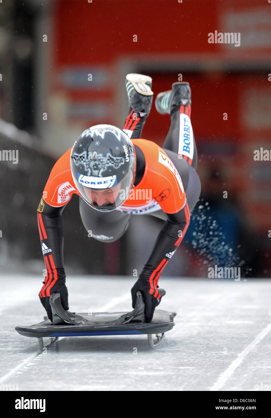 German skeleton pilot Marion Thees competes at the skeleton world cup ...